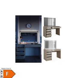 VICCO Schminktisch Sherry Greige Hochglanz 120 x 75 cm 5 Schubladen LED-Spiegel