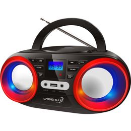 Cyberlux CD-Player m. LED-Beleuchtung USB Kinder Radio Schwarz/Rot