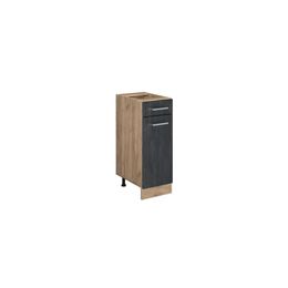 VICCO Schubunterschrank R-Line Schwarz Beton Eiche 30 cm ohne Arbeitsplatte