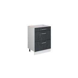 VICCO Schubladenunterschrank R-Line Schwarz Beton Wei&szlig; 60 cm ohne Arbeitsplatte