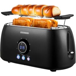 Xxl 4 Scheiben Toaster Schwarz Digitales Display Toster Großer Toaster Edler Toaster Breiter Toaster Langer Toaster mit Brötchenaufsatz