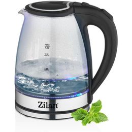 Glas Wasserkocher Blaue LED-Beleuchtung 1,8 Liter 1800 Watt Wasseraufbereiter - Zilan