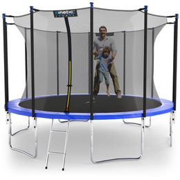 KINETIC SPORTS Trampolin Outdoor SALTO - TÜV Rheinland geprüft, Kindertrampolin Set mit Netz, Randpolster, USA Sprungruch - Ø 366 cm, Blau-4