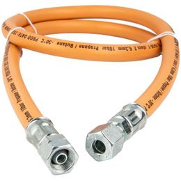 GOK - Gummi - Schlauchleitung Gas G1/4 lh-üm x rvs ø 8 mm, Länge 1000 mm, max. 10 bar dvgw