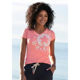 Venice Beach Strandshirt mehrfarbig Gr. 32/34 für Damen. Mit Logodruck. Figurumspielend. Nachhaltig.