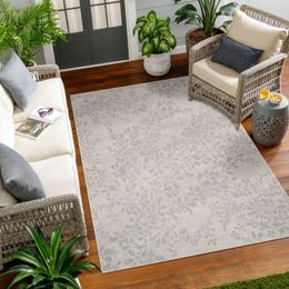 Teppich Outdoor Indoor Terrasse Balkon Blumen Design Elfenbein und Grau 120 x 170 cm - Surya