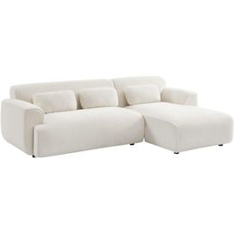 Sweeek - Ecksofa, 3-Sitzer mit Teddy Bouclé-Bezug - Recamiere rechts