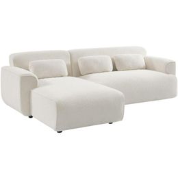 Sweeek - Ecksofa, 3-Sitzer mit Teddy Bouclé-Bezug - Angle gauche