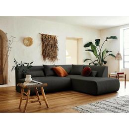 Lisa Design - Onyx – modulares 5-sitzer ecksofa rechts – aus stoff - dunkelgrau