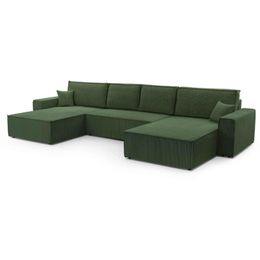 Polstersofa in U-Form mangussi u Schlaffunktion Bettkasten PSO14 Grün - Furnix