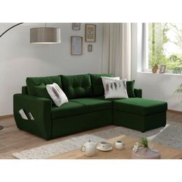 Astoria - ecksofa beidseitig montierbar - schlaffunktion und bettkasten - zeitgenössischer stil- 4 sitze - grün