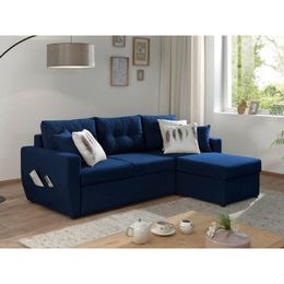 Astoria - ecksofa beidseitig montierbar - schlaffunktion und bettkasten - zeitgenössischer stil- 4 sitze - marineblau