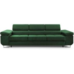 Polstersofa Couch nillona Armlehnen Verstellbare Kopfstützen KR19 Grün - Furnix