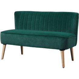 HOMCOM 2-Sitzer Stoffsofa Polstersofa Doppelsofa Sitzmöbel Loungesofa Holz Samtartiges Polyster Schaumstoff Dunkelgrün 117 x 56,5 x 77 cm