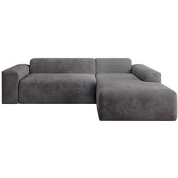 Sofa Vals Rechts mit peso Stoff - L-Form Couch für Wohnzimmer - Ecksofa modern, bequem, klein - Eckcouch Sitzer - Cordsofa Dunkelgrau - Juskys