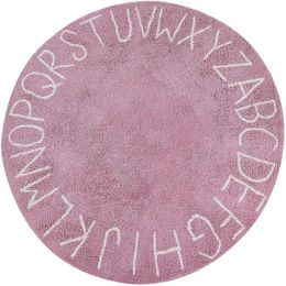 Beliani - Teppich Rosa Baumwolle Rund ø 120 cm mit Alphabet Buchstaben Kurzhaar Kurzflor Modernes Design Kinderteppich für Fußbodenheizung Geeignet