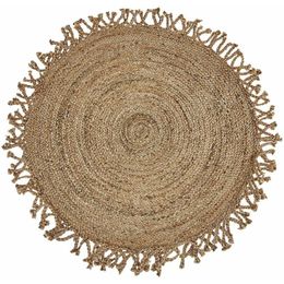 Beliani - Teppich beige Jute ⌀ 120 cm rund Wohnzimmer Schlafzimmer Flur