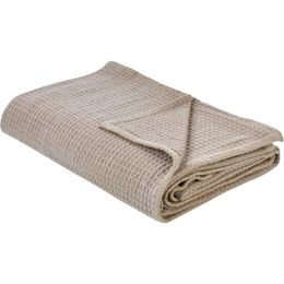 Beliani Tagesdecke Taupe aus Baumwolle 220 x 240 cm Waffelpique Modernes Design Wohnaccessoires für Bett Sofa Schlafzimmer Wohnzimmer