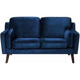 Beliani Sofa Dunkelblau Samtstoff 2-Sitzer Retro Minimalistisch Wohnzimmer