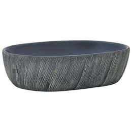 vidaXL - Aufsatzwaschbecken Schwarz und Grau Oval 47x33x13 cm Keramik