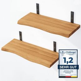 Lamo Manufaktur - 2 Stück Wandregal Holz 2x 42cm Schweberegal Massiv 100% Echtholz Hängeregal für Wohnzimmer, Schlafzimmer, Küche, Badezimmer