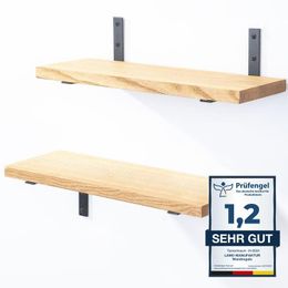 LAMO Manufaktur 2 Stück Wandregal Holz 2x 42cm Schweberegal Massiv 100% Echtholz Hängeregal für Wohnzimmer, Schlafzimmer, Küche, Büro, Badezimmer