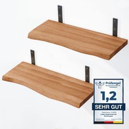 Lamo Manufaktur - 2 Stück Wandregal Holz 2x 42cm Schweberegal Massiv 100% Echtholz Hängeregal für Wohnzimmer, Schlafzimmer, Küche, Büro, Badezimmer