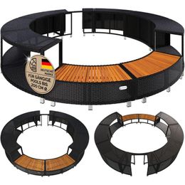 Casaria - Luxus Whirlpool Verkleidung Polyrattan Innen ø 206 cm Einstieg aus FSC®-zertifiziertem Eukalyptus-Hartholz verzinkter Stahl Pool Umrandung