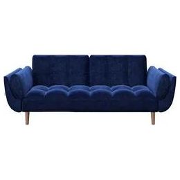 Playboy 2-Sitzer-Sofa Scarlett Blau Samt mit Schlaffunktion