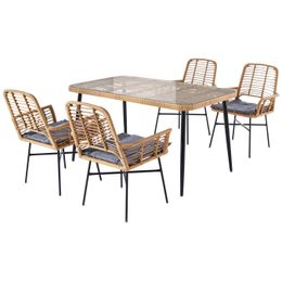 Garten-Essgruppe My Flair Sitzmöbel-Sets beige Outdoor Möbel 1 Tisch, 4 Stühle