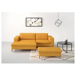 Ecksofa DOMO collection "Modica L-Form" Sofas Gr. B/H/T: 244cm x 83cm x 173cm, Struktur, Recamiere links, gelb (curcuma) moderne Optik mit großzügiger RecamiÃ ̈re, auch in Cord