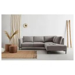 Ecksofa OTTO products "Fillin, L-Form" Sofas Gr. B/H/T: 247cm x 82cm x 205cm, Leinenmix, Ottomane rechts, grau (taupe) Struktur hergestellt aus recycelten PET-Flaschen und im Leinen-Mix