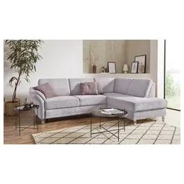 Sit & More Ecksofa SIT & MORE "Clio L-Form" Sofas Gr. B/H/T: 254cm x 89cm x 190cm, Luxus-Microfaser Paris, Ottomane rechts, ohne Bettfunktion-ohne Bettkasten, silberfarben (silber) wahlweise mit Bettfunktion und Bettkasten, inklusive Federkern