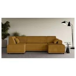 Wohnlandschaft Home Affaire "TAMMO" Sofas Gr. B/H/T: 296 cm x 80 cm x 162 cm, Cord, Recamiere rechts, gelb U-Form