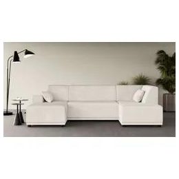 Wohnlandschaft Home Affaire "TAMMO" Sofas Gr. B/H/T: 296 cm x 80 cm x 162 cm, Cord, Recamiere links, beige (creme) U-Form