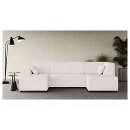 Wohnlandschaft Home Affaire "TAMMO" Sofas Gr. B/H/T: 296 cm x 80 cm x 162 cm, Boucle, Recamiere links, beige (creme) U-Form