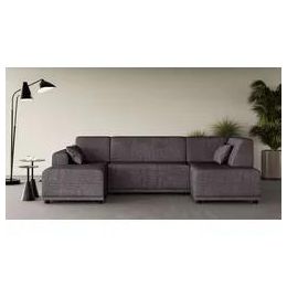 Wohnlandschaft Home Affaire "TAMMO" Sofas Gr. B/H/T: 296 cm x 80 cm x 162 cm, Boucle, Recamiere links, grau (anthrazit) U-Form