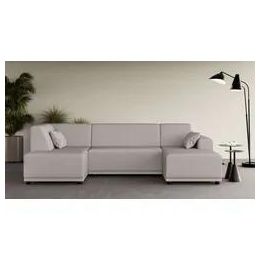 Wohnlandschaft Home Affaire "TAMMO" Sofas Gr. B/H/T: 296 cm x 80 cm x 162 cm, Struktur, Recamiere rechts, beige U-Form