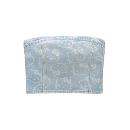 Pull&Bear Pull&Bear Top Damen Größe L blue denim / weiß