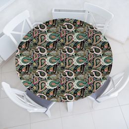 Abakuhaus Tischdecke Rundum-elastische Stofftischdecke, Paisley Oriental Floral Teardrops, bunt