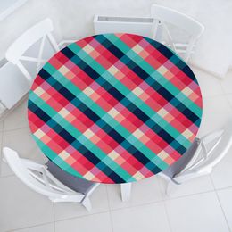 Abakuhaus Tischdecke Rundum-elastische Stofftischdecke, Geometrisch Diagonal Grid Rhombuses, bunt