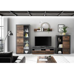 HBZ-MEBLE HBZ Wohnwand 320 x 190 x 39 cm (B/H/T), (4-St)