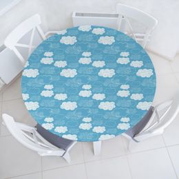 Abakuhaus Tischdecke Rundum-elastische Stofftischdecke, Blauer Himmel Gepunktete Fluffy Illustration