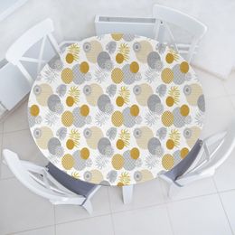 Abakuhaus Tischdecke Rundum-elastische Stofftischdecke, orientalisch Geometrische und Blumenkunst, gelb|grau