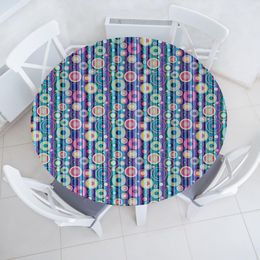 Abakuhaus Tischdecke Rundum-elastische Stofftischdecke, Abstrakt Stripes Kreise Partei, bunt