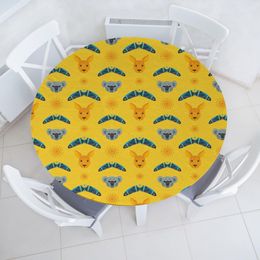 Abakuhaus Tischdecke Rundum-elastische Stofftischdecke, Känguru Aboriginal Art Boomerang, bunt