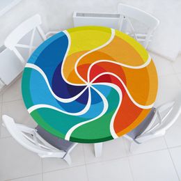 Abakuhaus Tischdecke Rundum-elastische Stofftischdecke, Psychedelisch rainbow Spiral, bunt