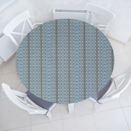 Abakuhaus Tischdecke Rundum-elastische Stofftischdecke, Städtisch Wohnung Fenster Muster Leben, blau