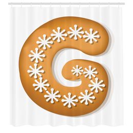 Abakuhaus Duschvorhang Moderner Digitaldruck mit 12 Haken auf Stoff Wasser Resistent Breite 175 cm, Höhe 180 cm, Weihnachtsalphabet Splash-Plätzchen-G