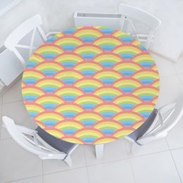 Abakuhaus Tischdecke Rundum-elastische Stofftischdecke, Pastell Regenbogen Wie Die Halbe Kreise, bunt